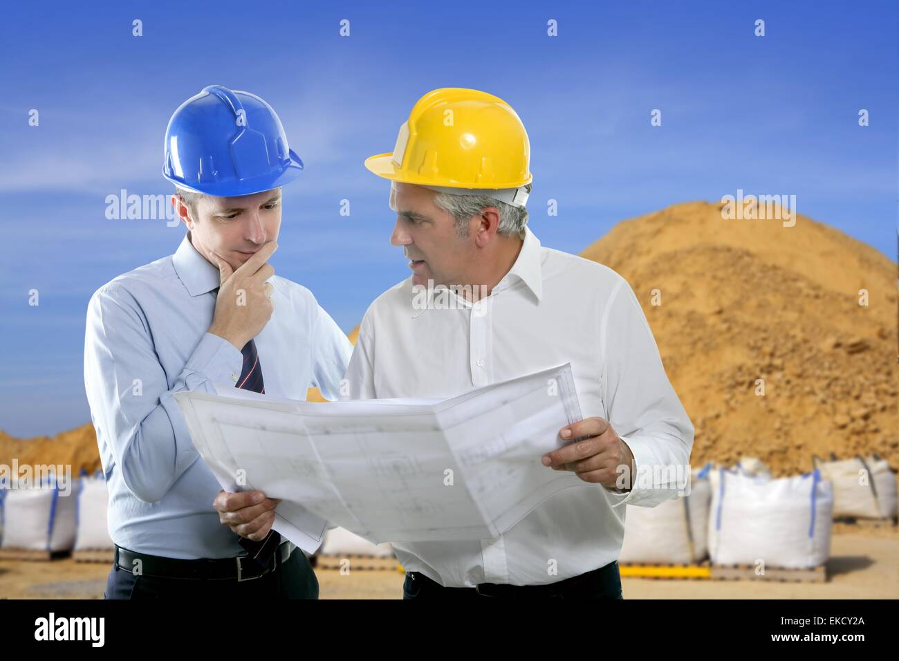 engineer architect two expertise team plan quarry Stock Photo - Alamy