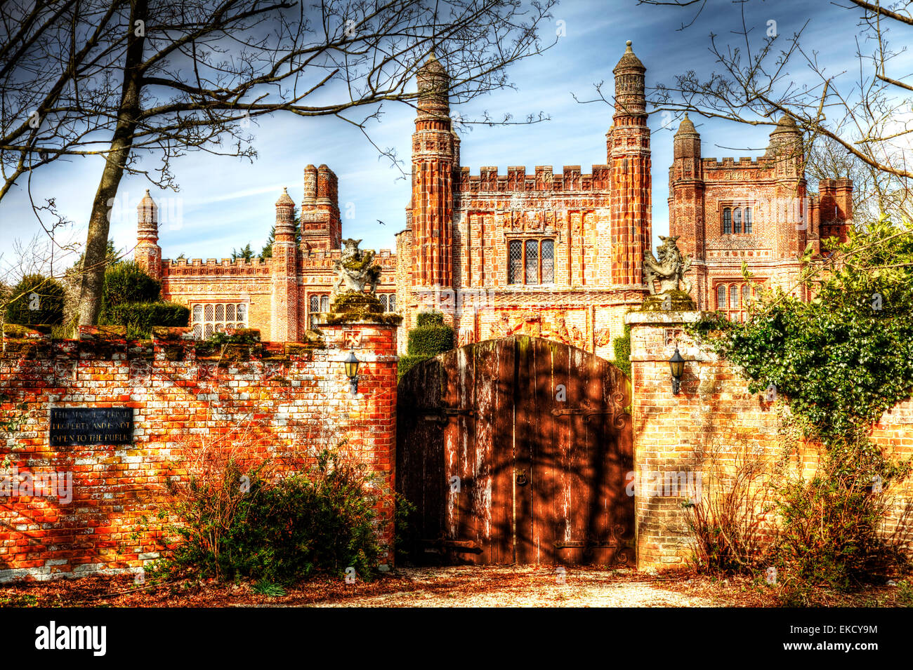 Tudor Manor house East Barsham Norfolk building entrance gate exterior ...