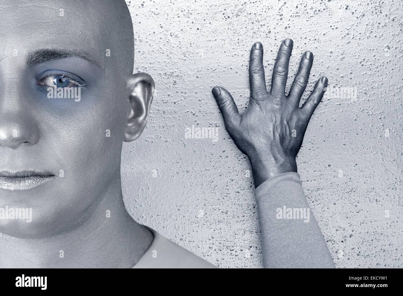 alien man futuristic silver skin extraterrestrial space Stock Photo - Alamy