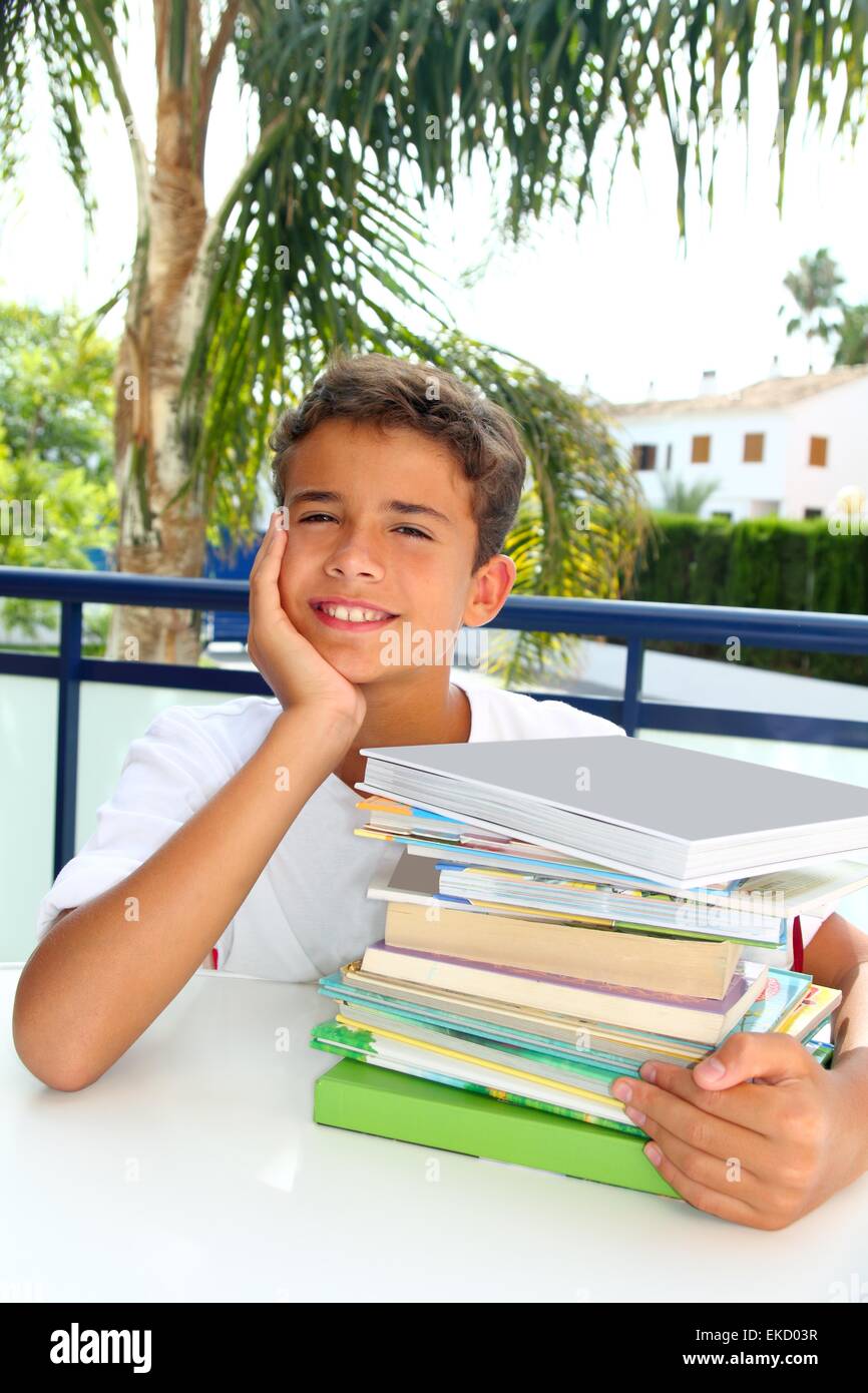 boy student teenager happy thinking with books Stock Photo - Alamy