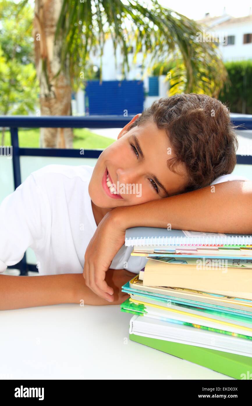 boy student teenager happy thinking with books Stock Photo - Alamy