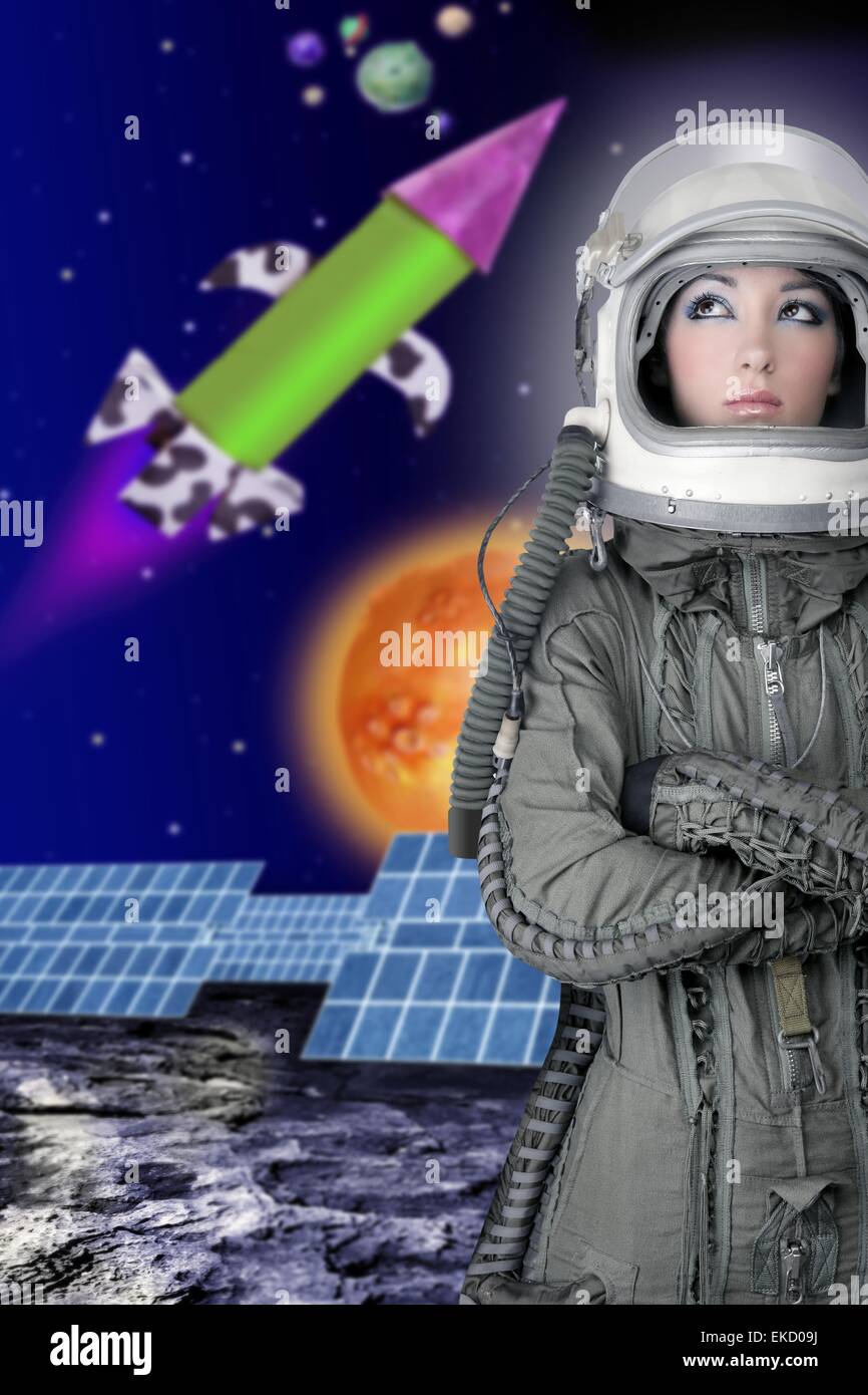 aircraft astronaut spaceship helmet woman fashion Stock Photo - Alamy