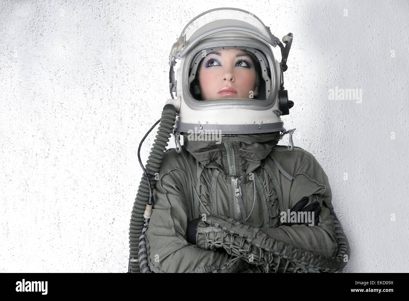 aircraft astronaut spaceship helmet woman fashion Stock Photo - Alamy