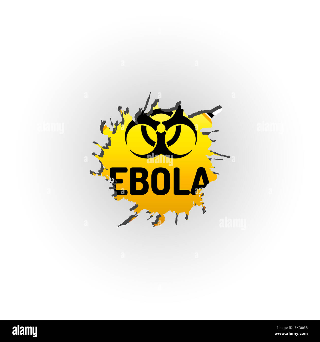 Ebola virus biohazard warning sign behind the hole on the wall ...