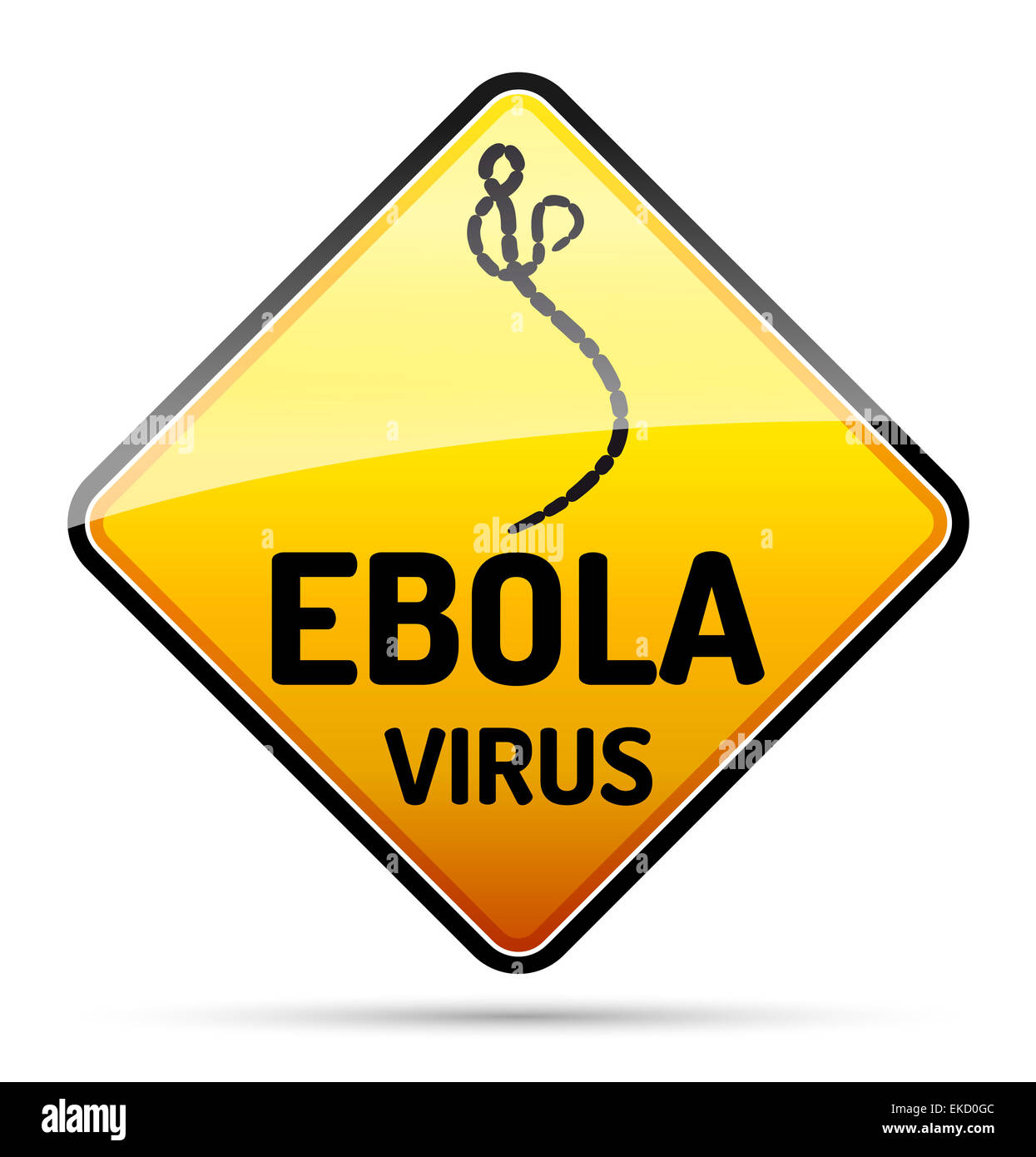 Ebola virus warning sign with reflect and shadow on white background ...