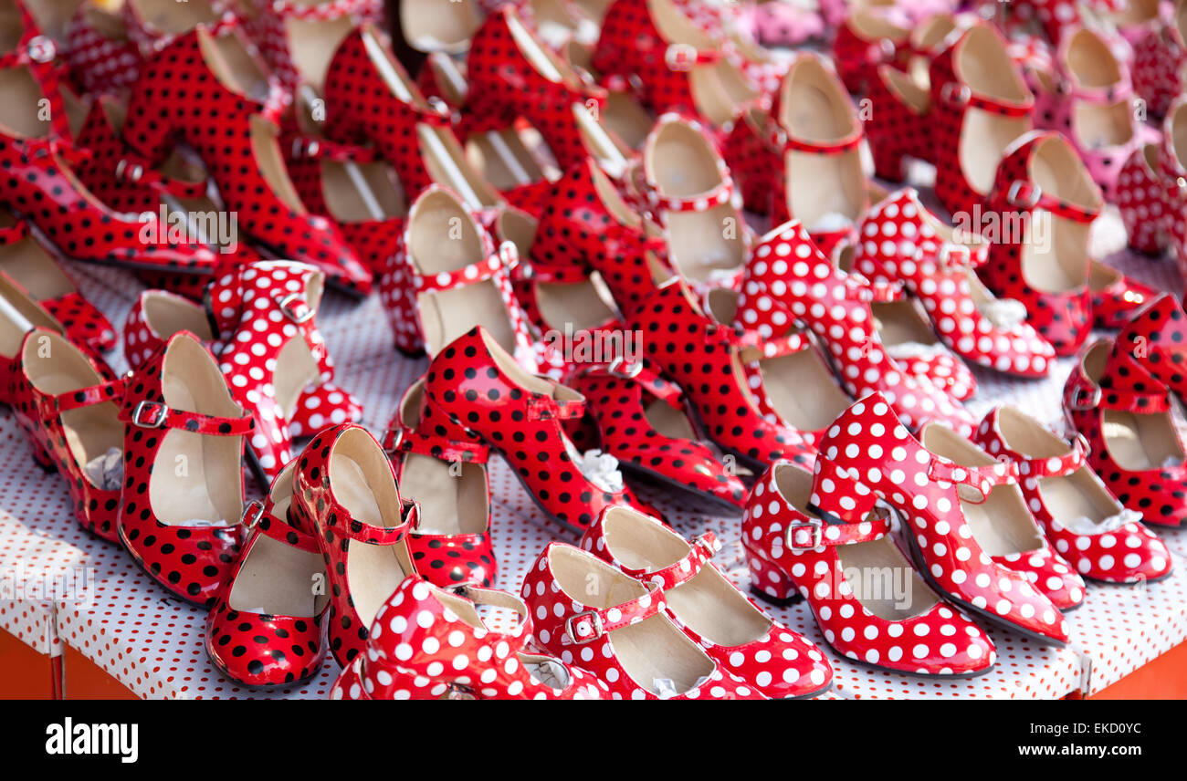 gypsy red shoes with polka dot spots Stock Photo - Alamy