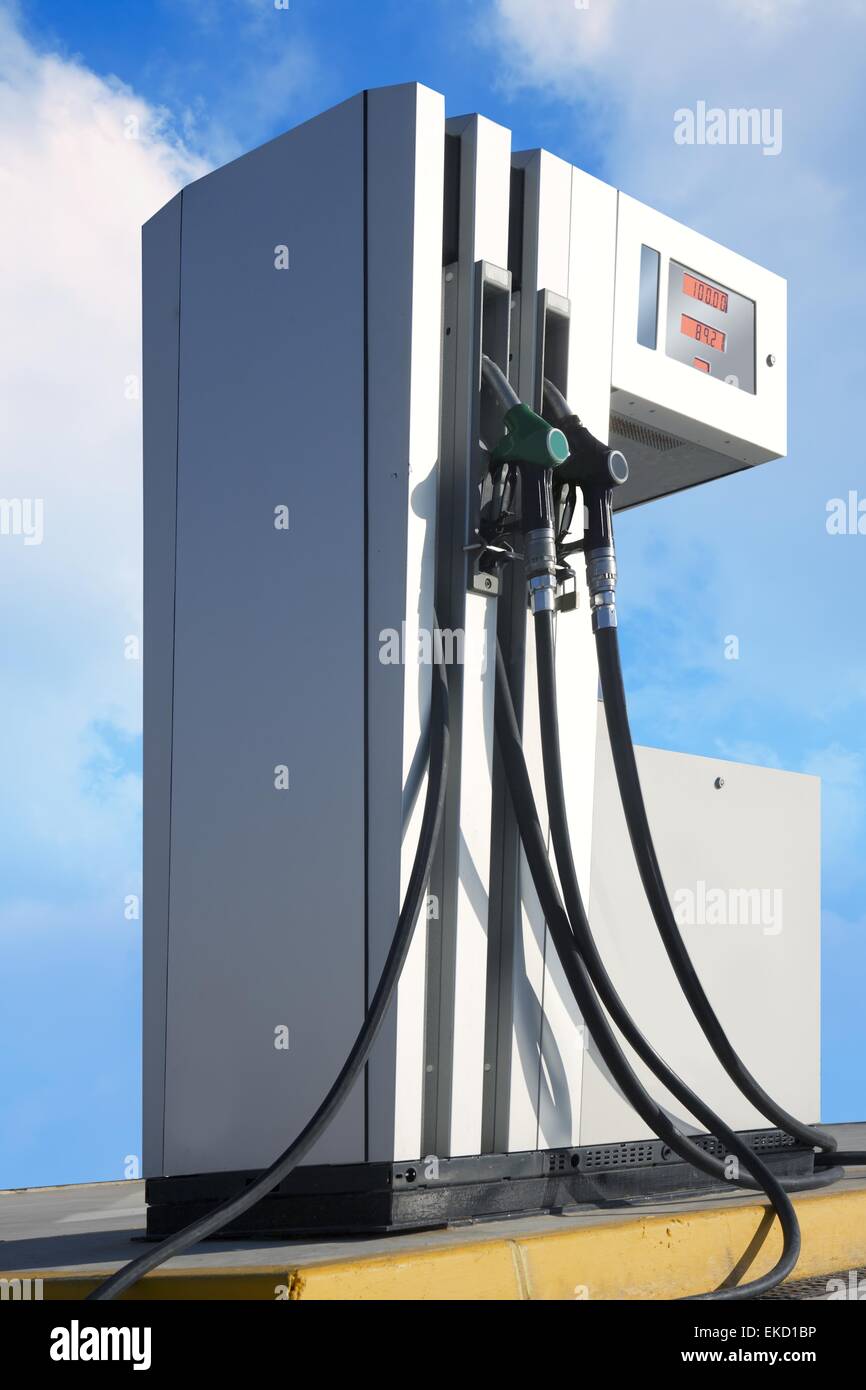 petrol station pump outdoor blue sky Stock Photo - Alamy