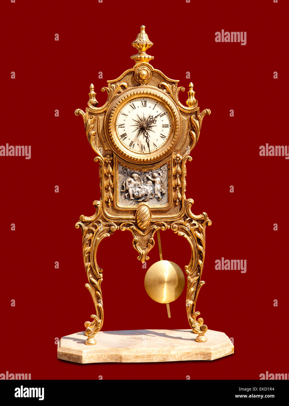 ancient vintage brass pendulum clock Stock Photo - Alamy