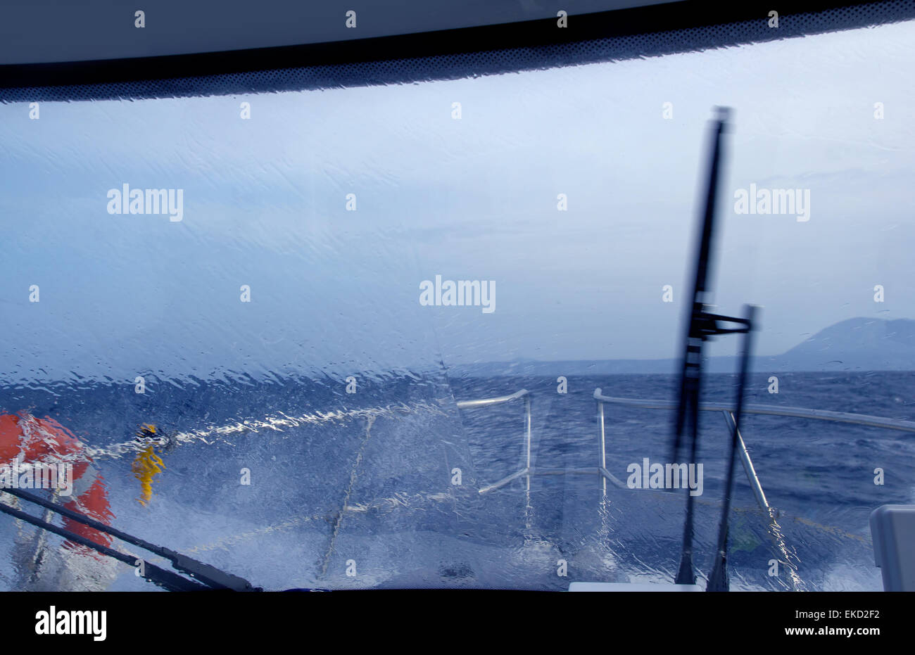 boat perfect storm water splashing Stock Photo - Alamy