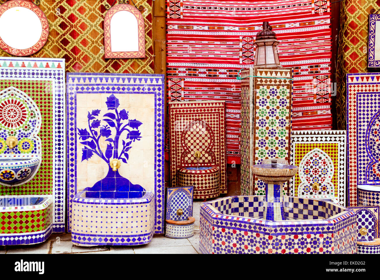 arab mosaic deco tiles and fabric decoration Stock Photo - Alamy