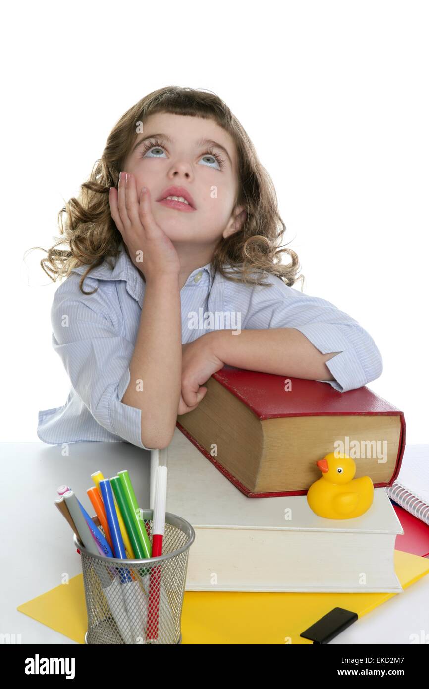 Bored student little girl isolated on white Stock Photo - Alamy Bored student little girl isolated on white Stock Photo - Alamy