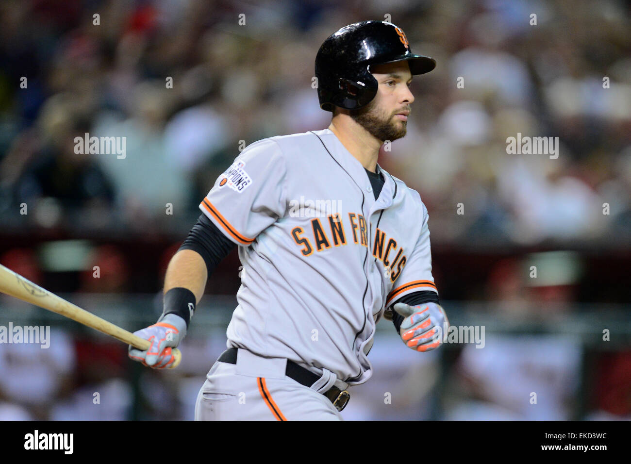 Apr 6, 2015; Phoenix, AZ, USA; San Francisco Giants first baseman ...