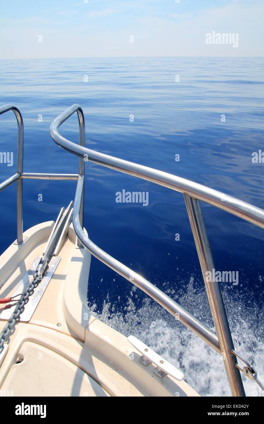 boat sailing blue calm ocean sea bow railing Stock Photo - Alamy
