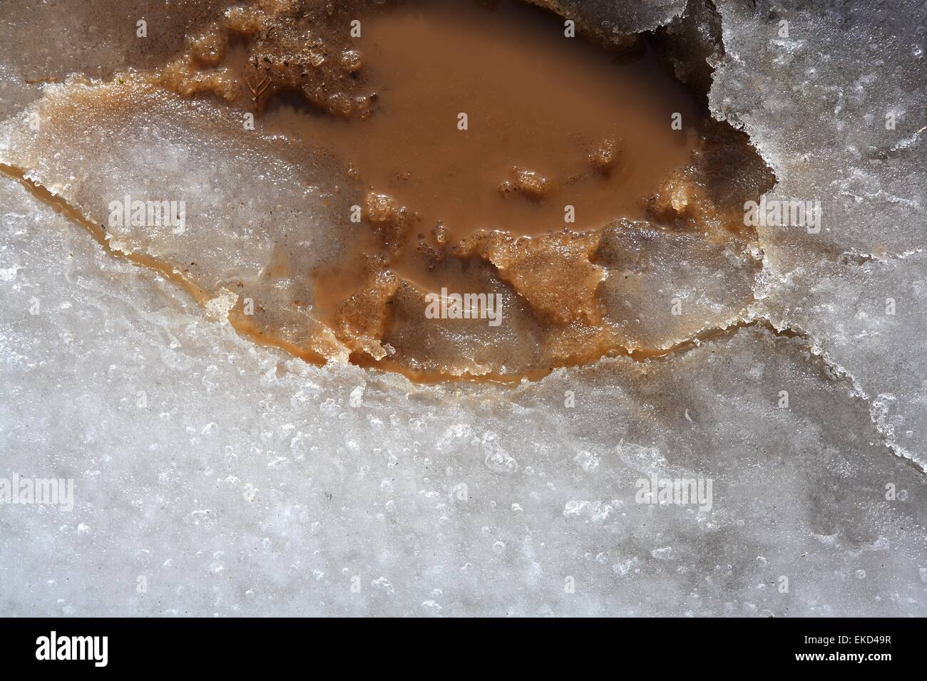 ice meltwater soil red clay mud background Stock Photo - Alamy