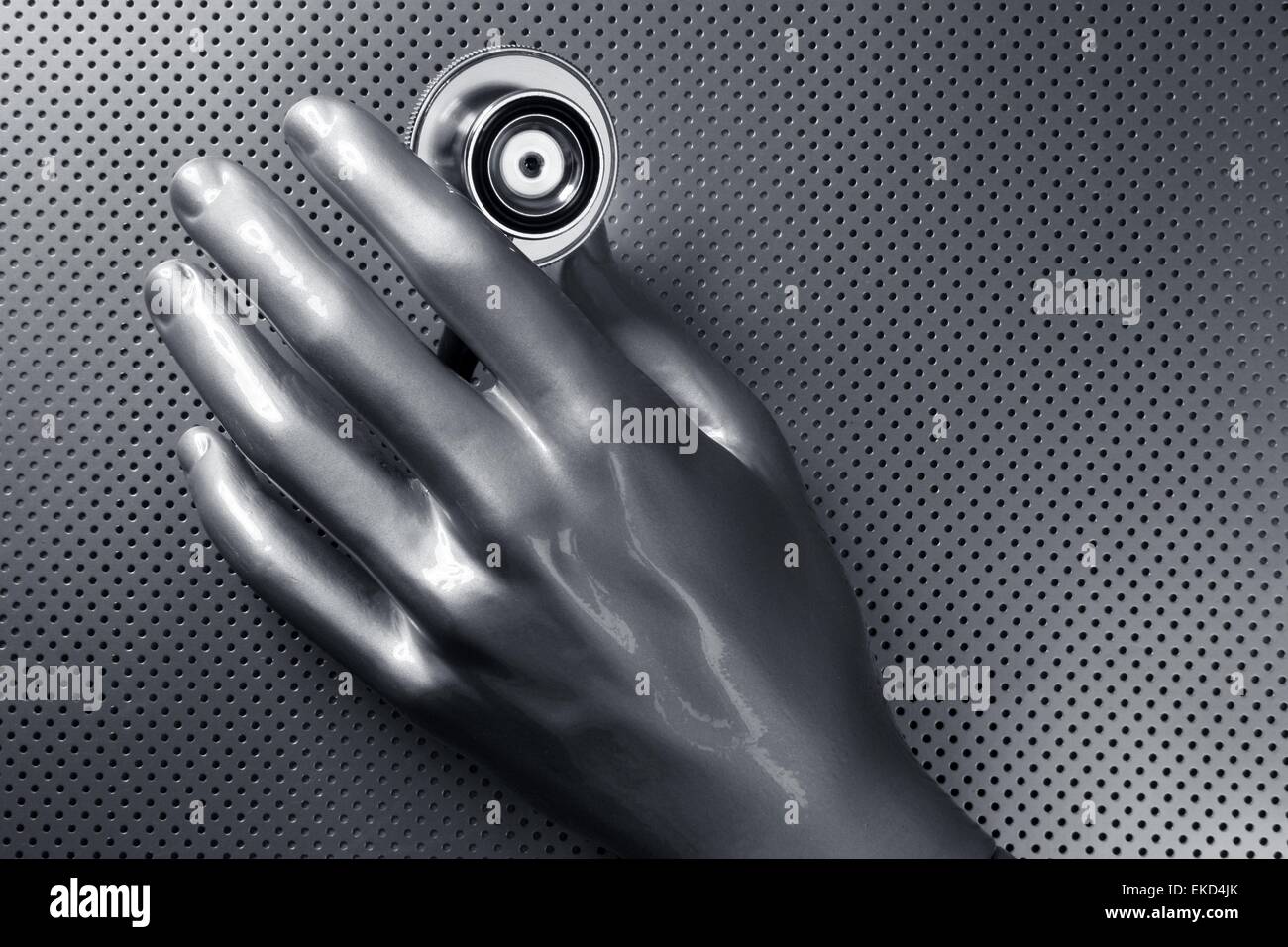 Health stethoscope futuristic silver hand Stock Photo - Alamy