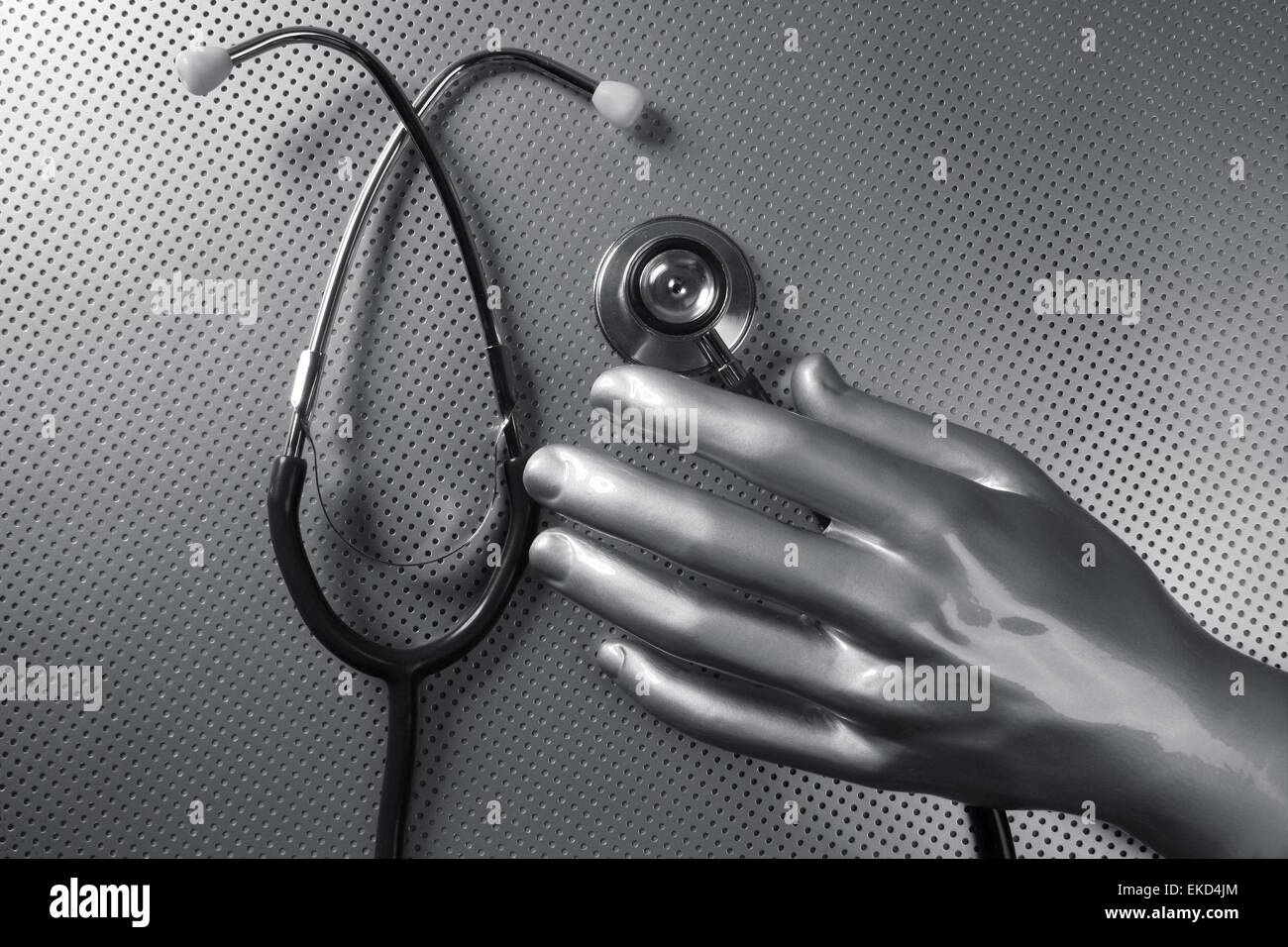 Health stethoscope futuristic silver hand Stock Photo - Alamy