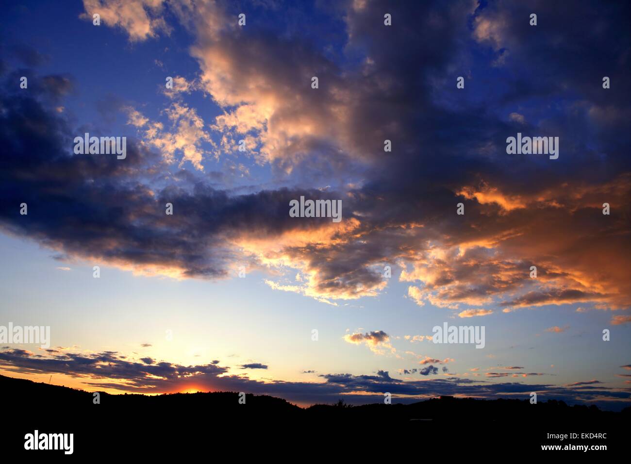blue red sunset sky background Stock Photo - Alamy