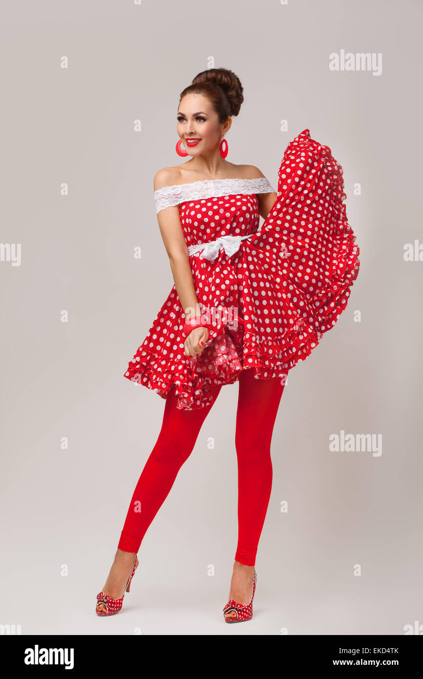 Happy Woman Posing in studio. Pin-up retro style Stock Photo - Alamy