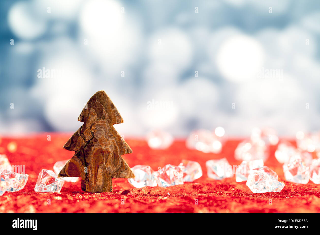 Christmas bark tree shape on ice cubes Stock Photo - Alamy