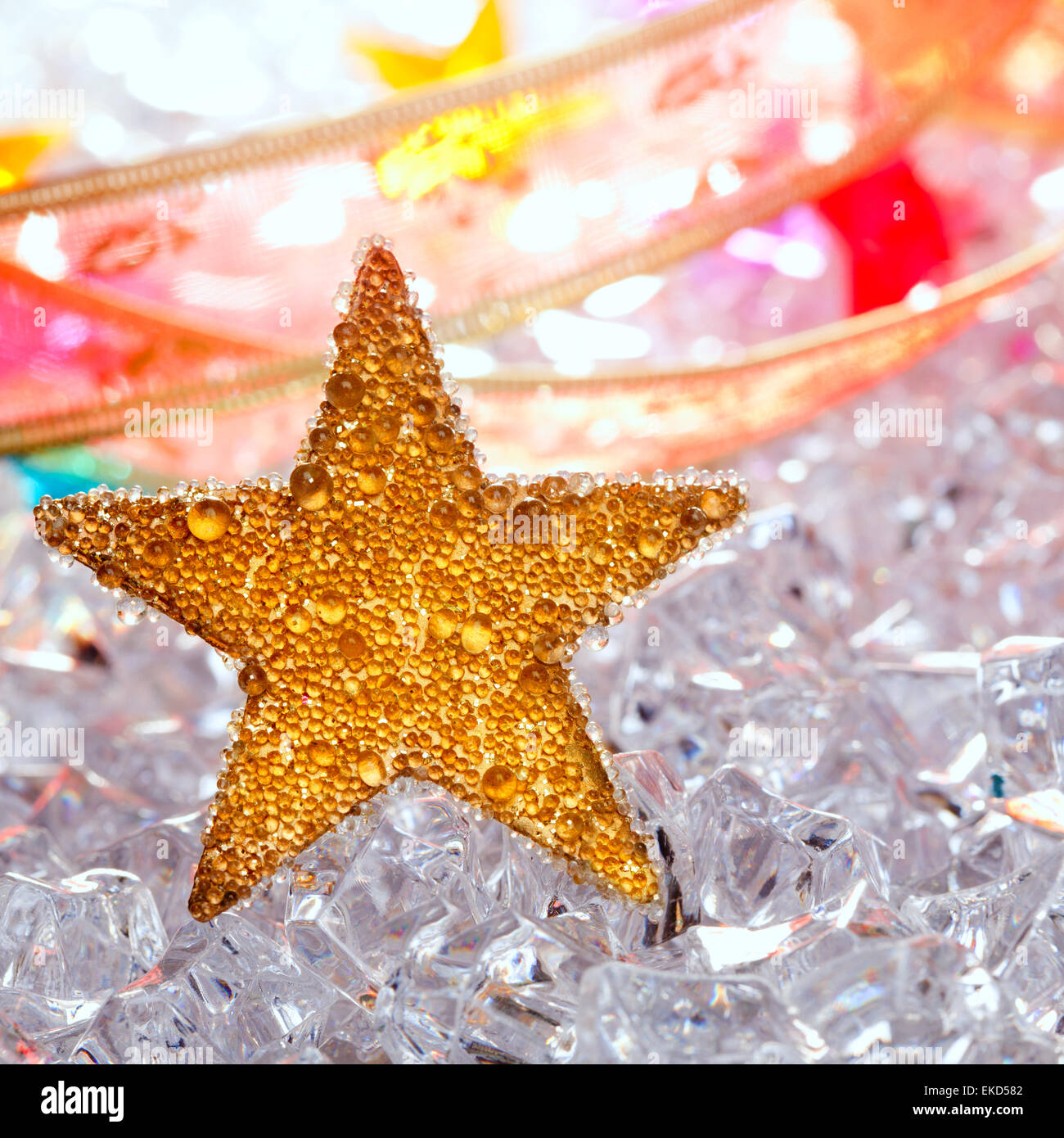 christmas stars in ice background Stock Photo - Alamy