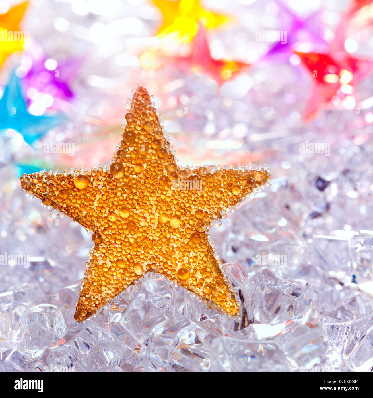 christmas stars in ice background Stock Photo - Alamy