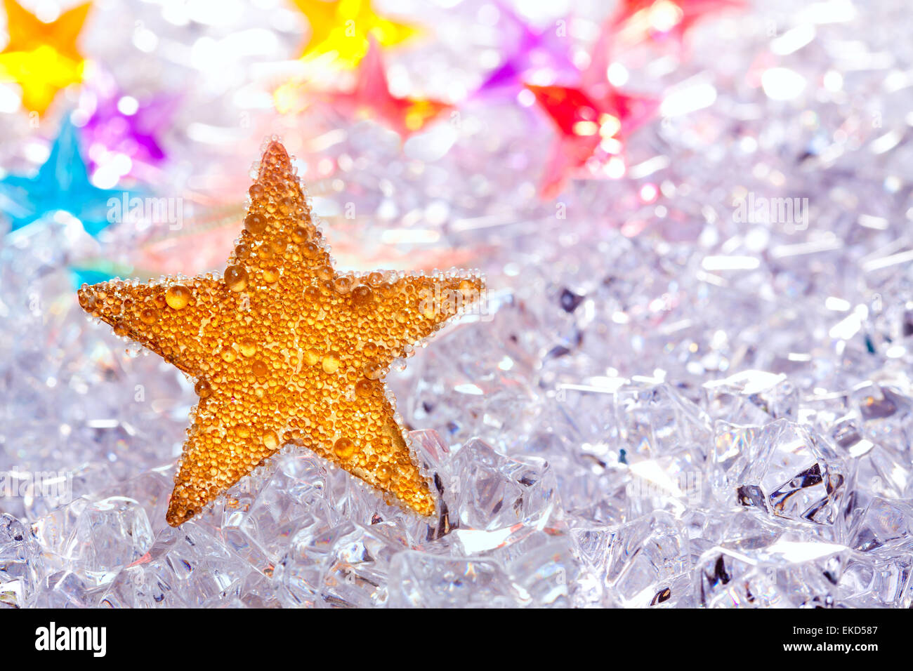 christmas stars in ice background Stock Photo - Alamy