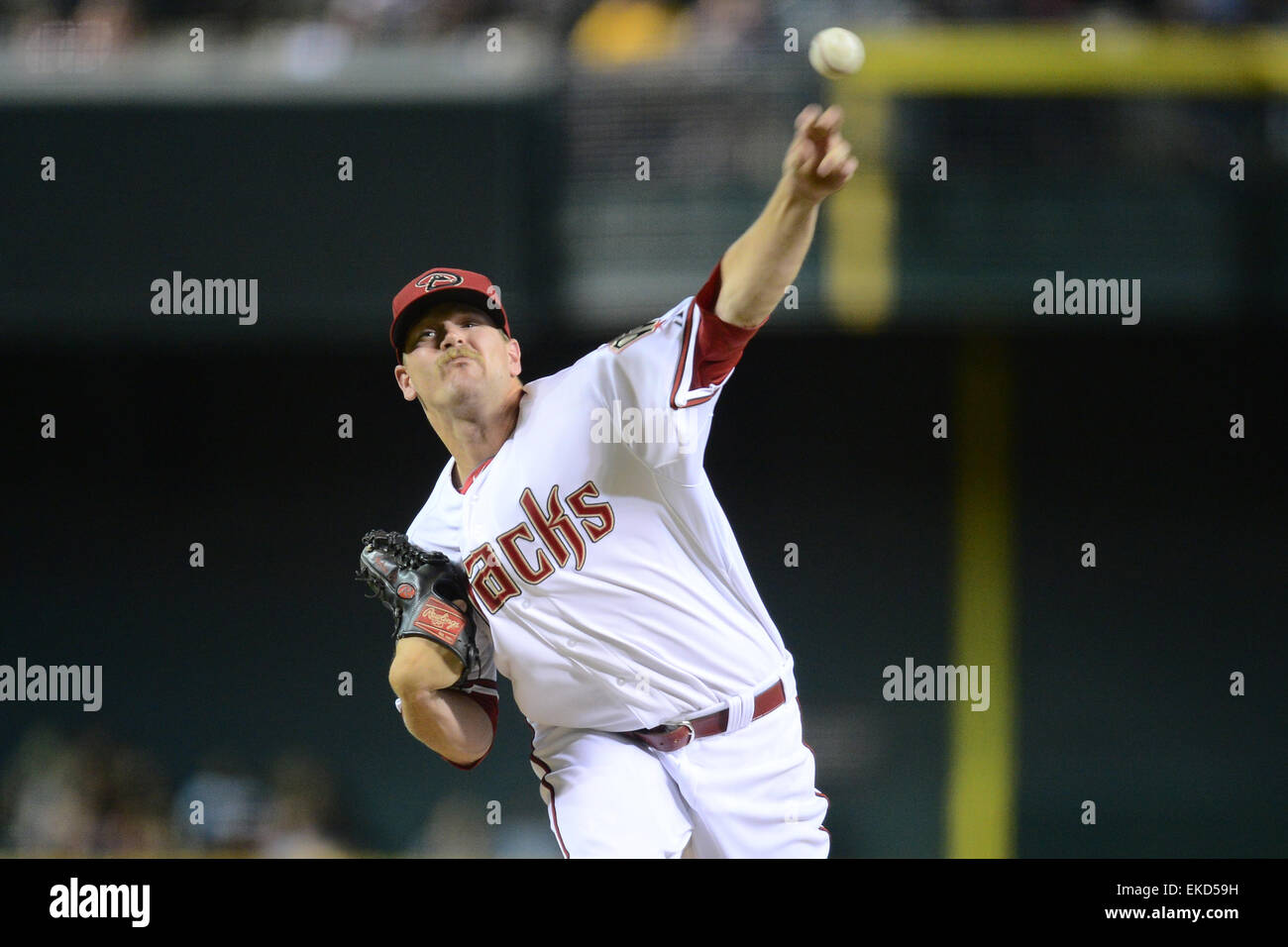 Apr 6, 2015; Phoenix, AZ, USA; Arizona Diamondbacks relief pitcher ...