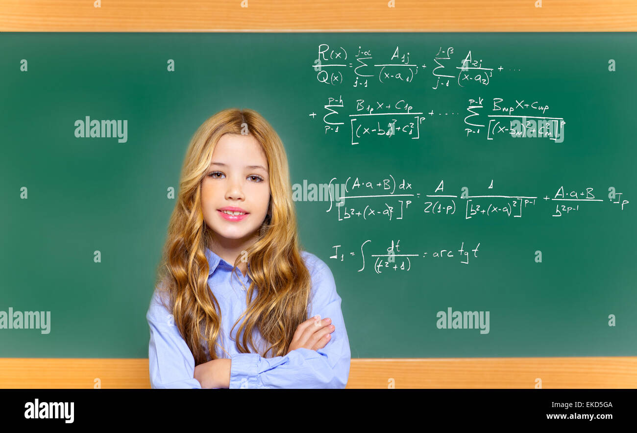 kid smart student girl with difficult math formula Stock Photo - Alamy