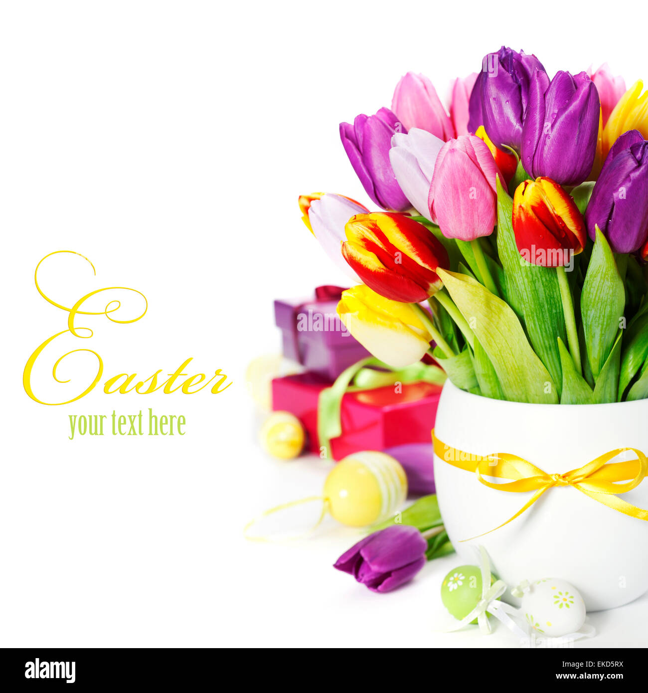 spring tulips with easter eggs Stock Photo - Alamy