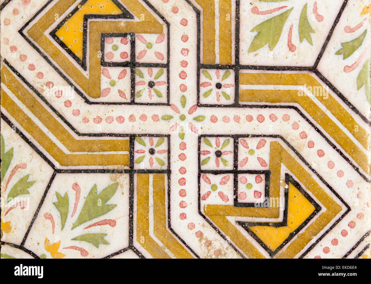 arab traditional creamic floor tile flower design Stock Photo - Alamy