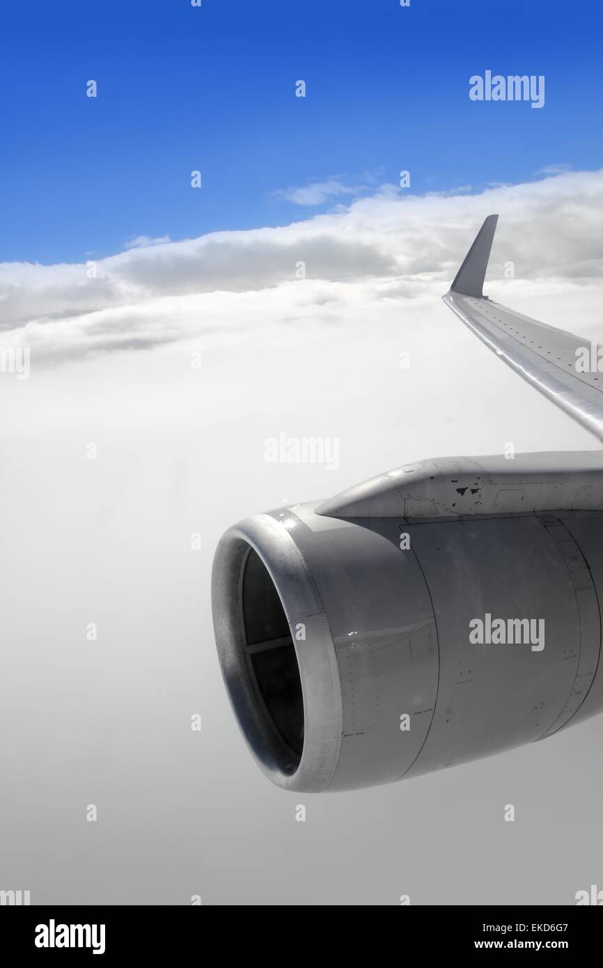 airplane wing aircraft turbine flying Stock Photo - Alamy