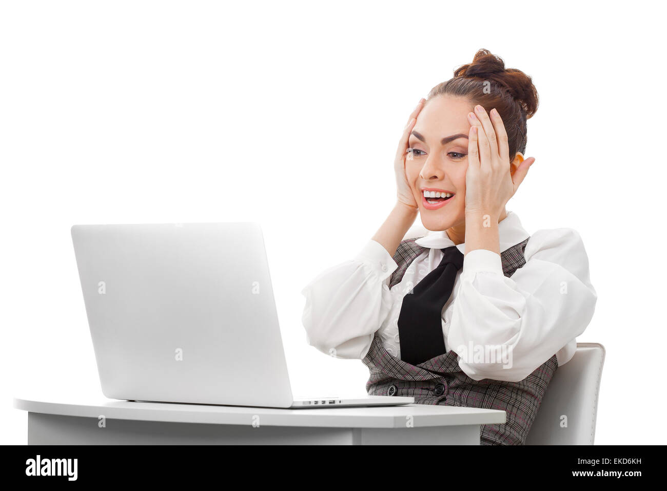 Happy Computer User Stock Photo - Alamy