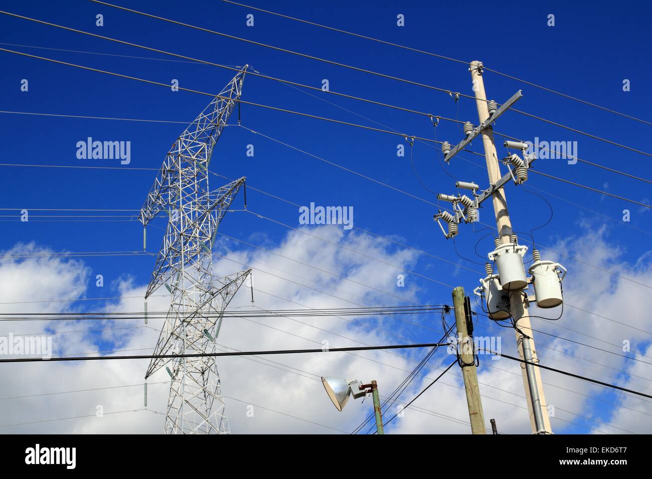 high voltage light pole distribution transformer Stock Photo - Alamy