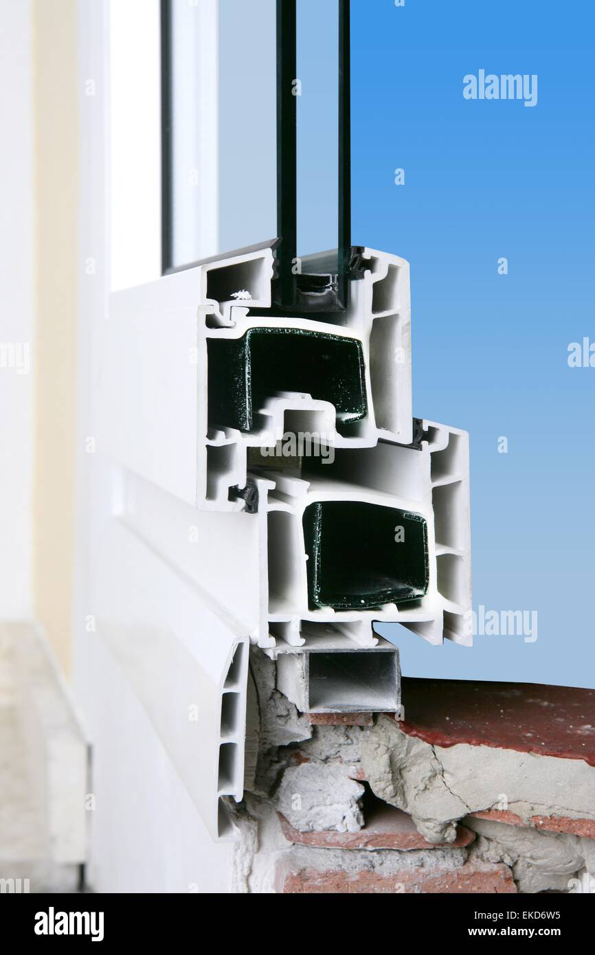 facade wall cross section of pvc window Stock Photo - Alamy