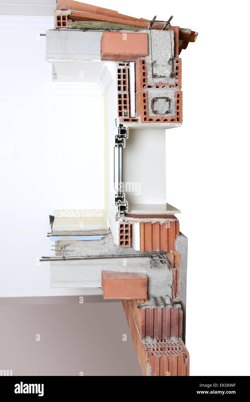 facade wall cross section real of brick blocks Stock Photo - Alamy