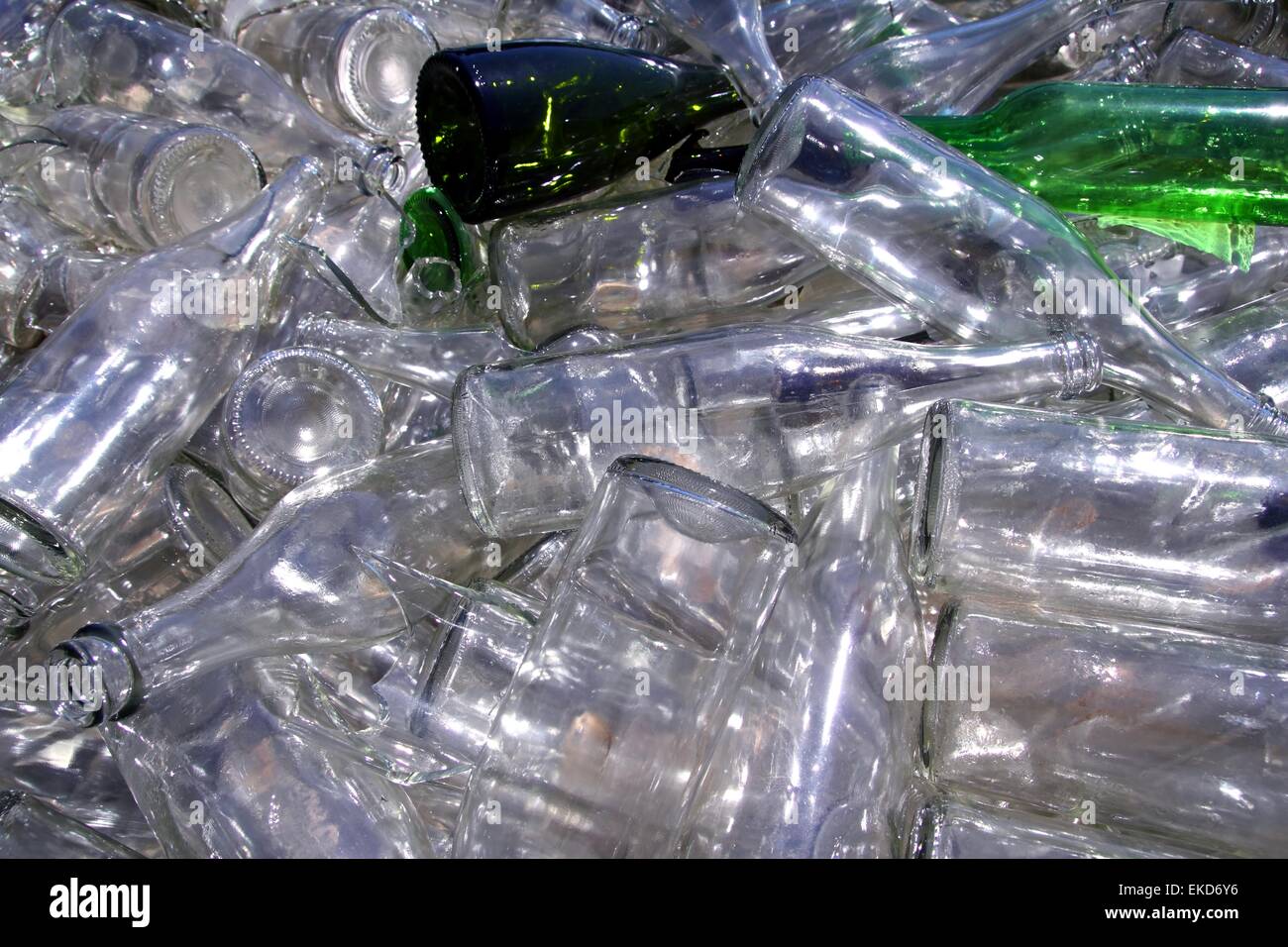 ecological recycling glass bottles in container Stock Photo - Alamy
