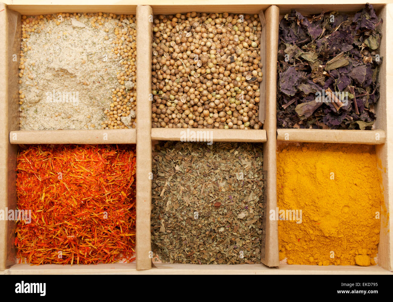 Mix Spicy Spices in box Stock Photo - Alamy