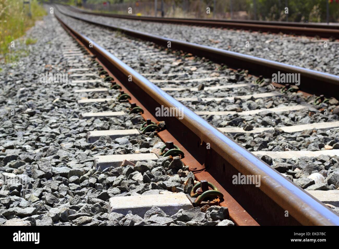 iron rusty train railway detail over dark stones Stock Photo - Alamy