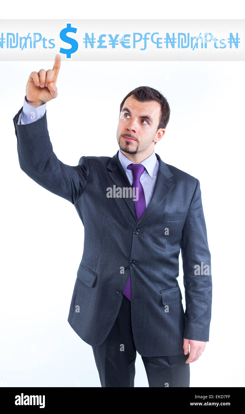 business man pointing to money graph Stock Photo - Alamy