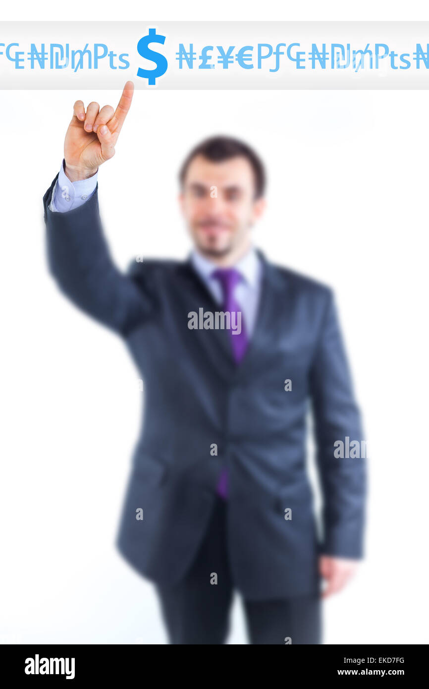 business man pointing to money graph Stock Photo - Alamy