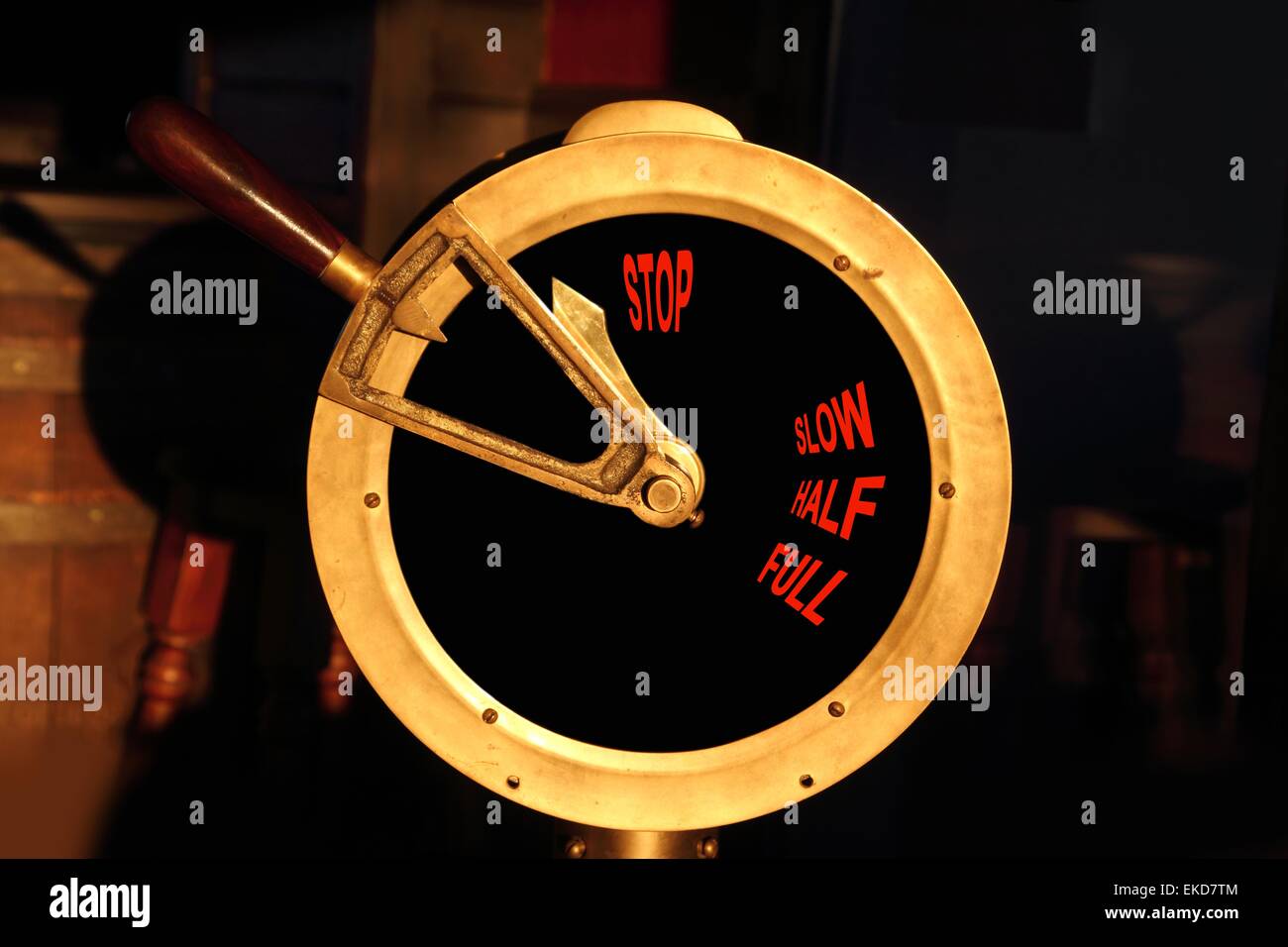 ancient boat brass power control Stock Photo - Alamy