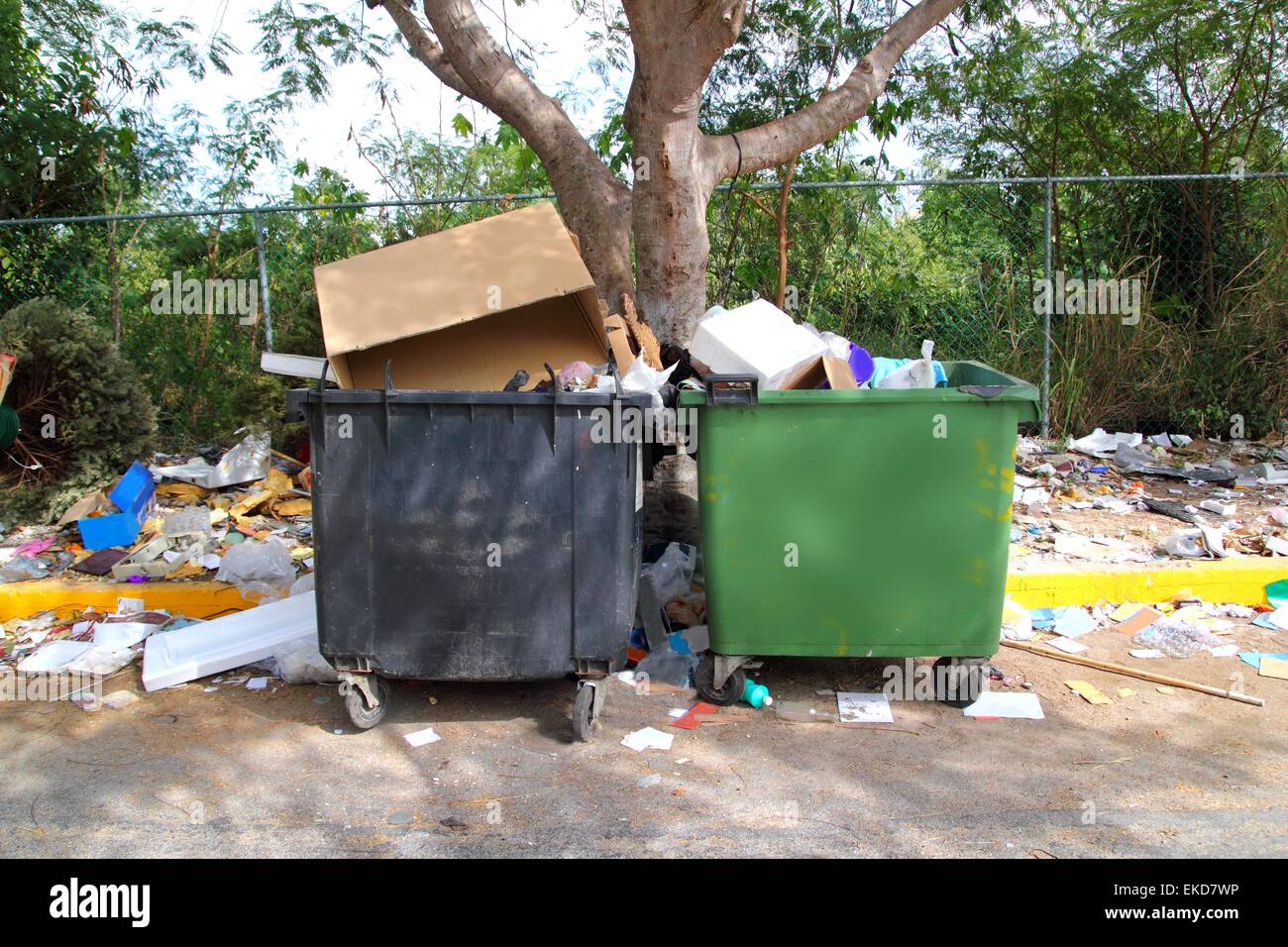 dirty trash containers messy dirt everywhere Stock Photo - Alamy