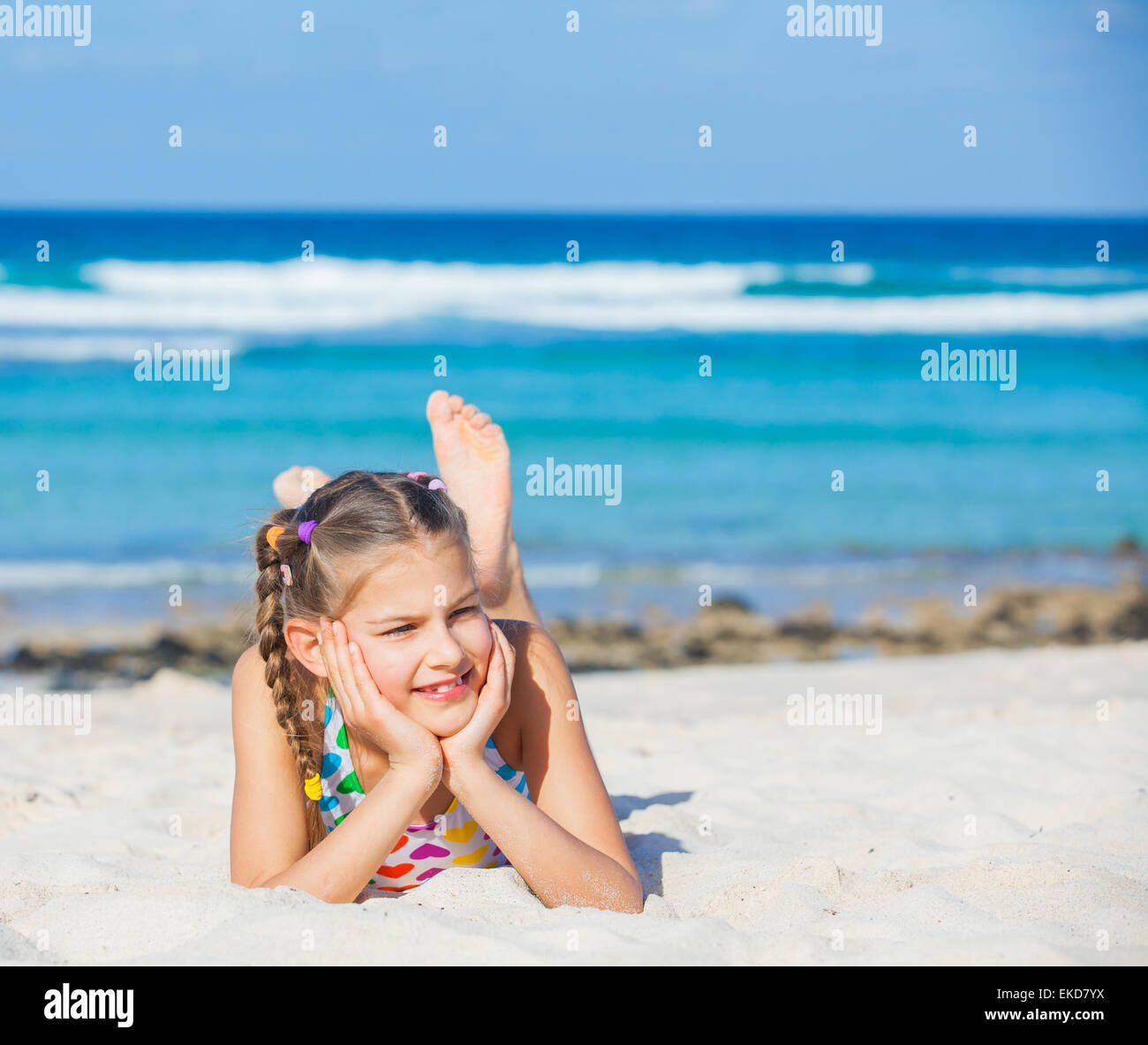 Adorable girl on the beach Stock Photo - Alamy