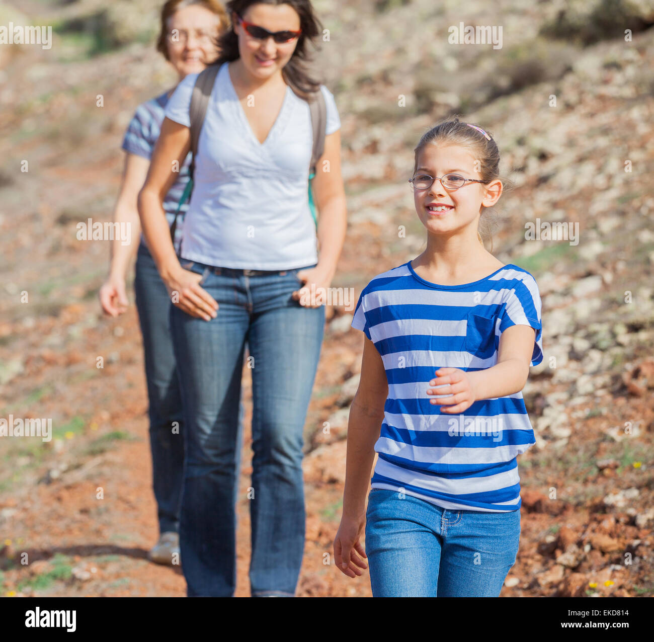 Family hiking in the cross-country Stock Photo - Alamy