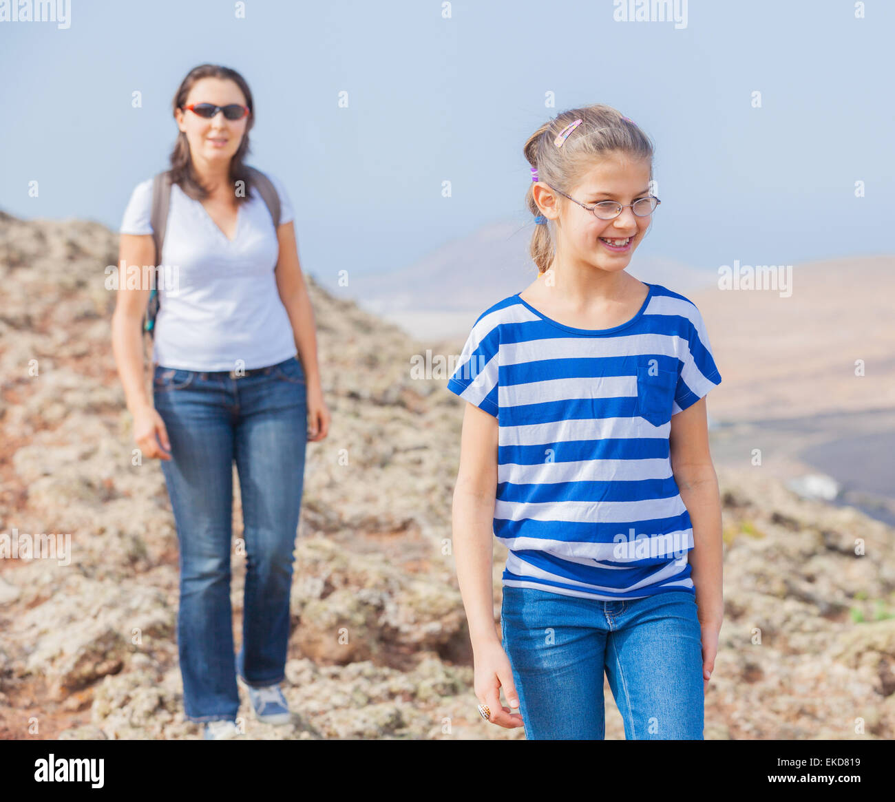 Family hiking in the cross-country Stock Photo - Alamy