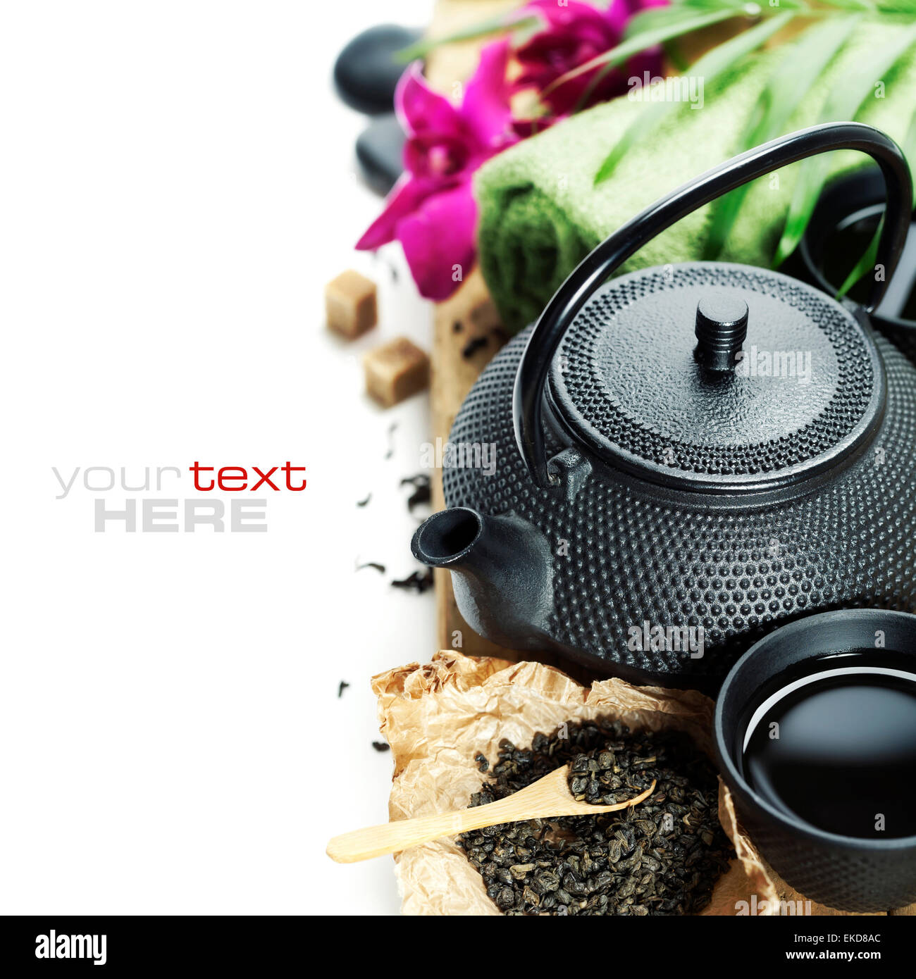 asian tea set and spa settings Stock Photo - Alamy