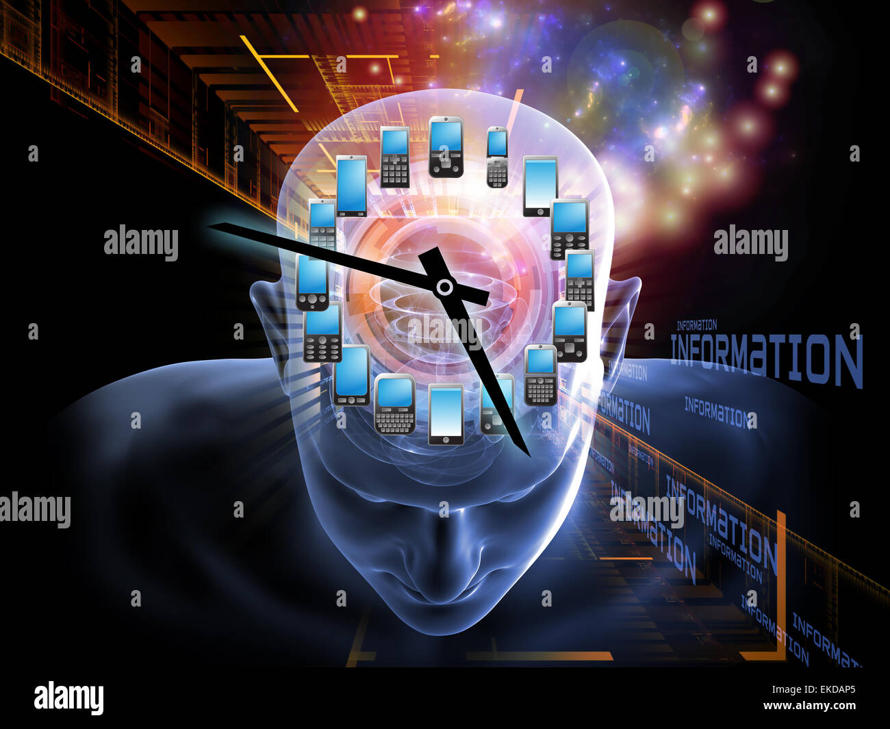 Illustration thinking concept human head clock hi-res stock photography ...