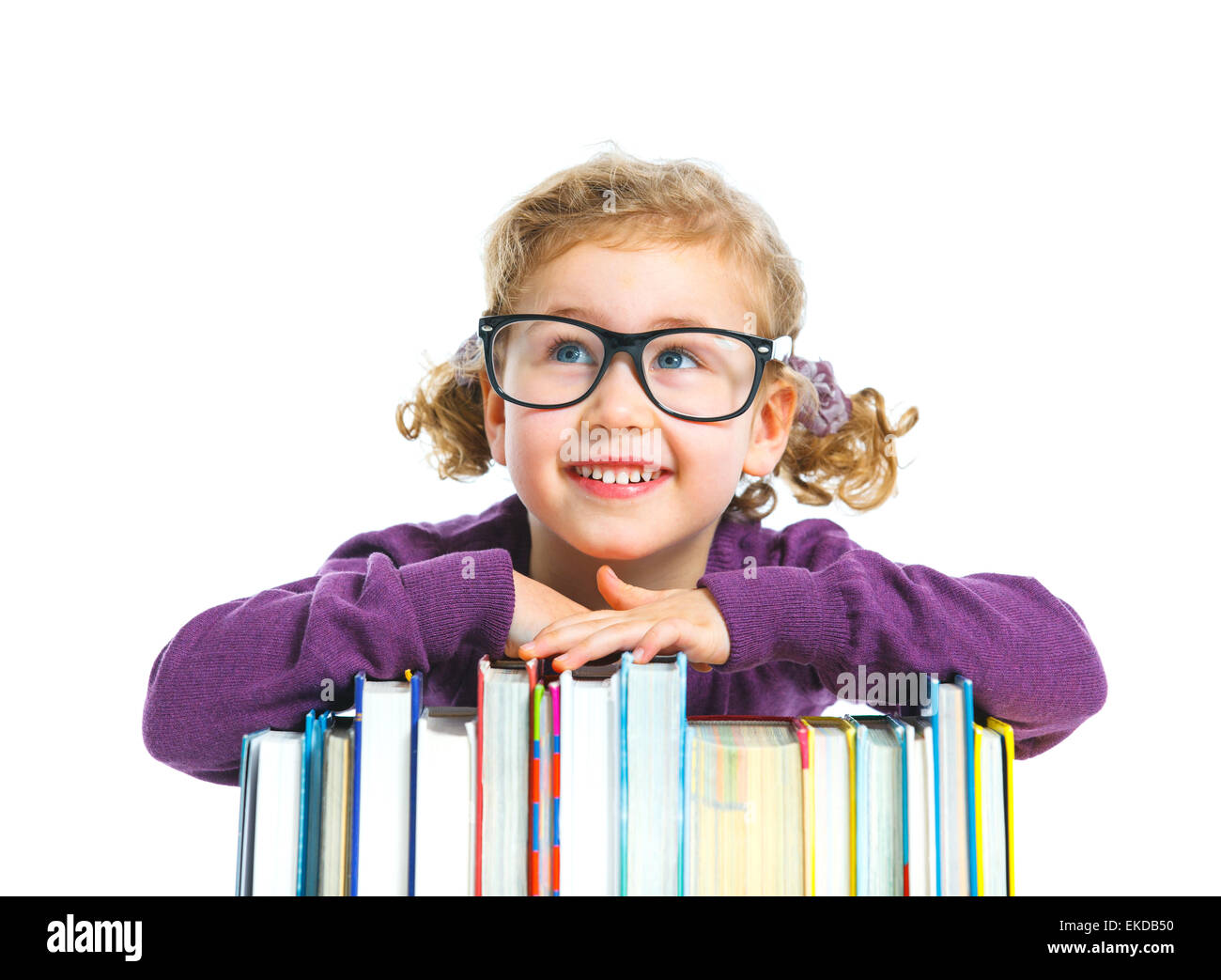 Education - funny girl with books Stock Photo - Alamy