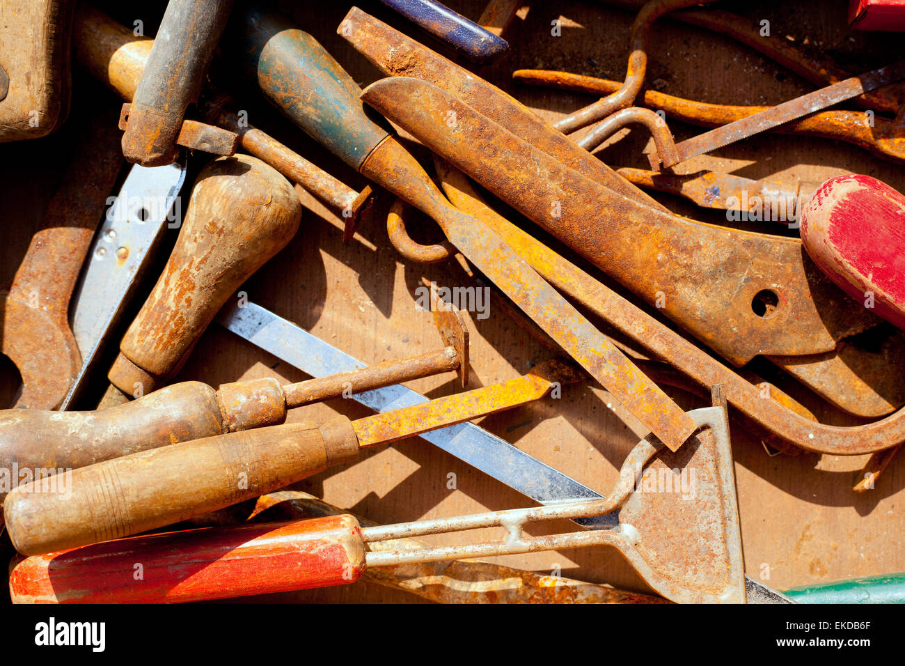 grunge rusty messy hand tools Stock Photo - Alamy