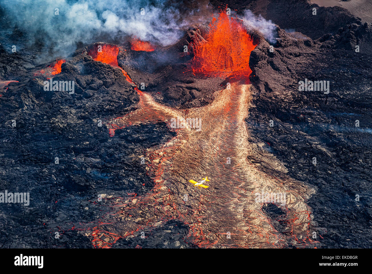 Volcano Eruption at the Holuhraun Fissure near the Bardarbunga Volcano ...